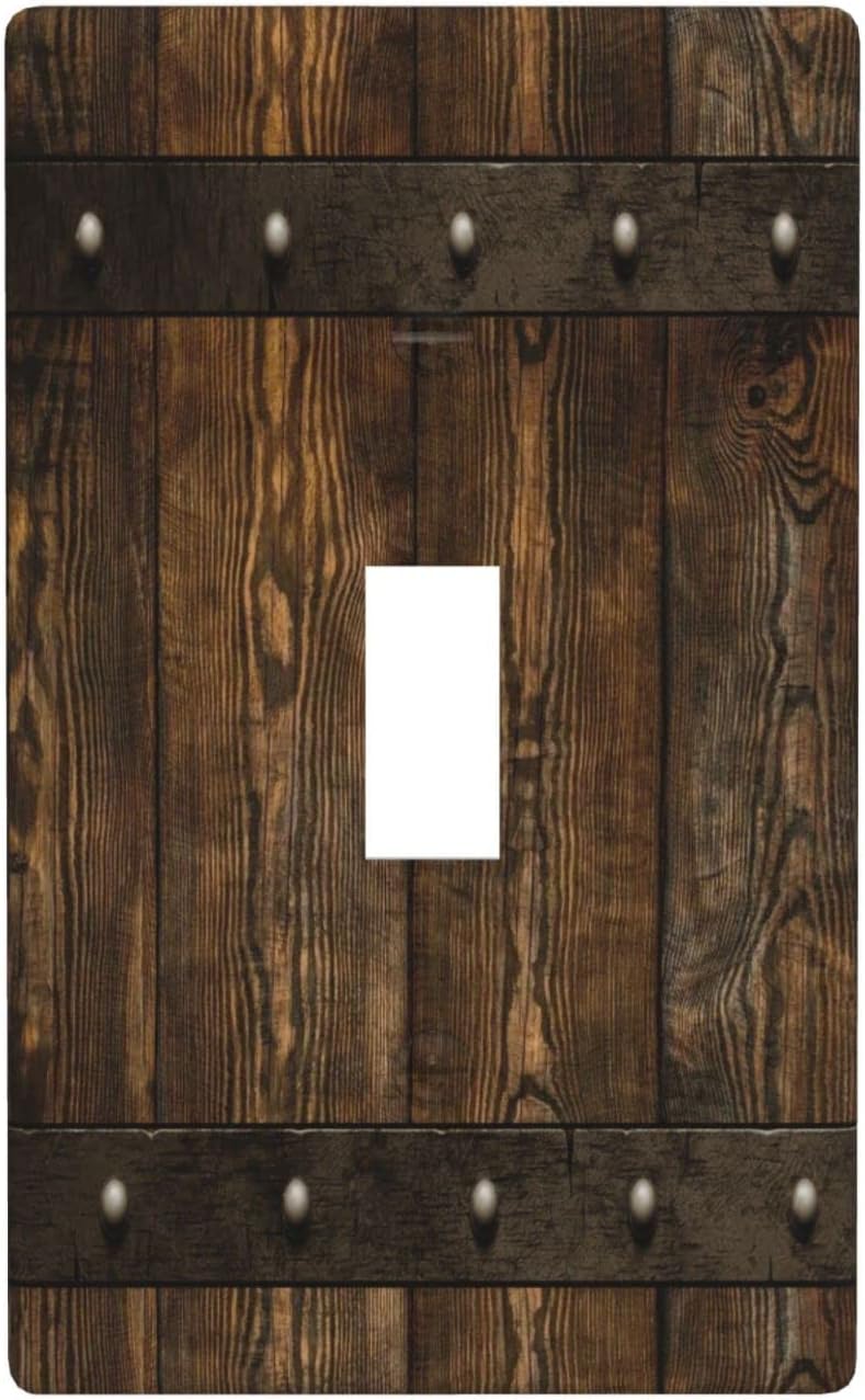 MDMEI Rustic Farmhouse Wood Print Barn Door Light Switch Plate Cover ...