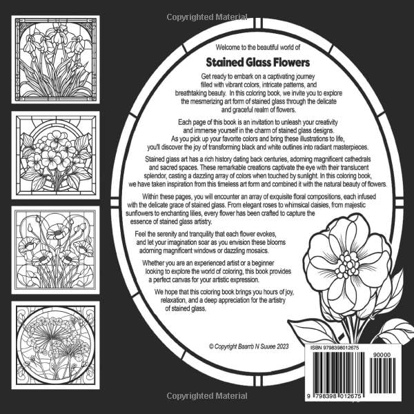 Stained Glass Flowers Coloring Book for Adults – Yaxa Colombia
