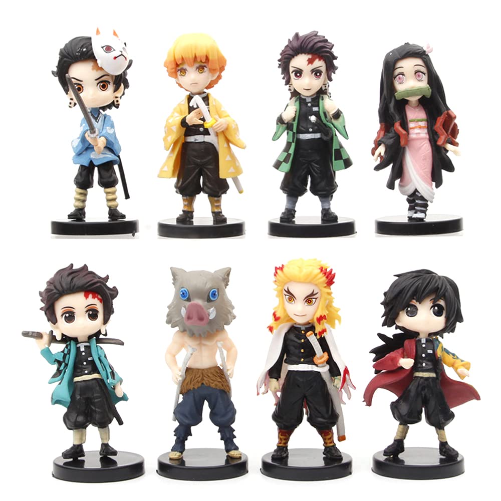 Buy 8Pcs Demon Slayer Figure ,Kyojuro Zenitsu Tsuyuri Inosuke Tanjiro ...