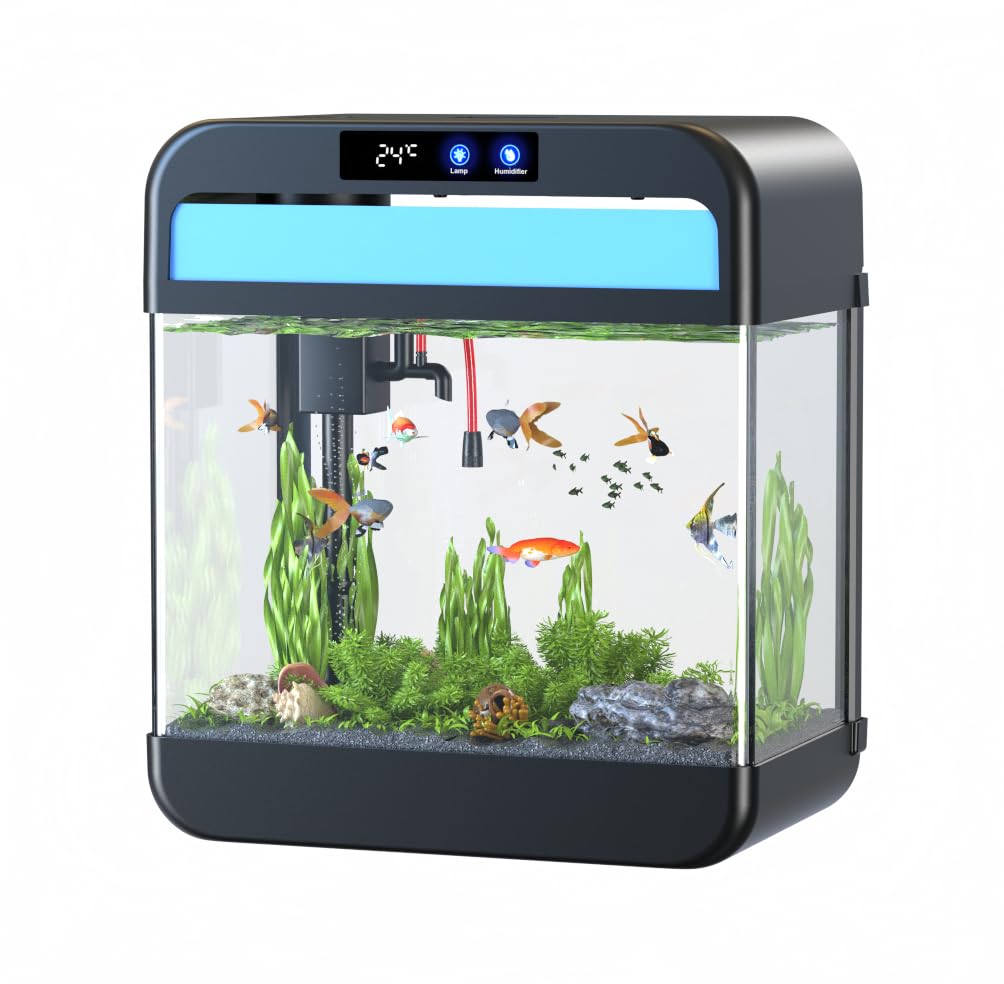 Amazon.com : Fish Tank Aquarium 2.2 Gallon Fish Bowl with Humidifier 7 ...