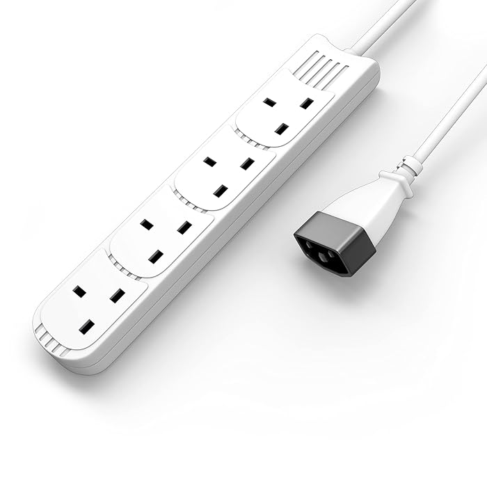 Buy 1.5m IEC C14 Connector Plug to UK 13 Amp 4 Gang Socket – IEC to ...