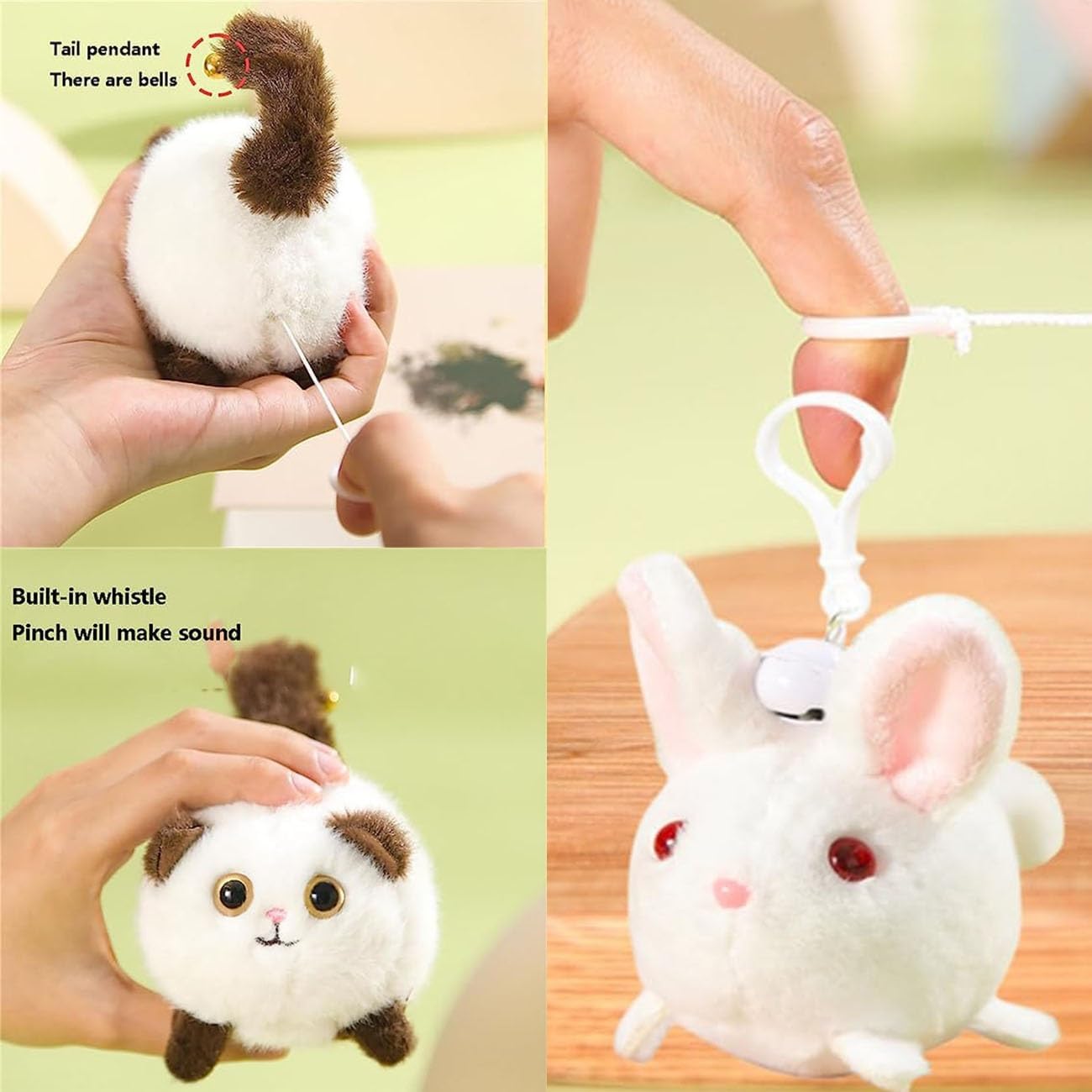Chirsfairy Wagging Tail Kitty Plush Doll KeychainPlush Drawstring Toys ...