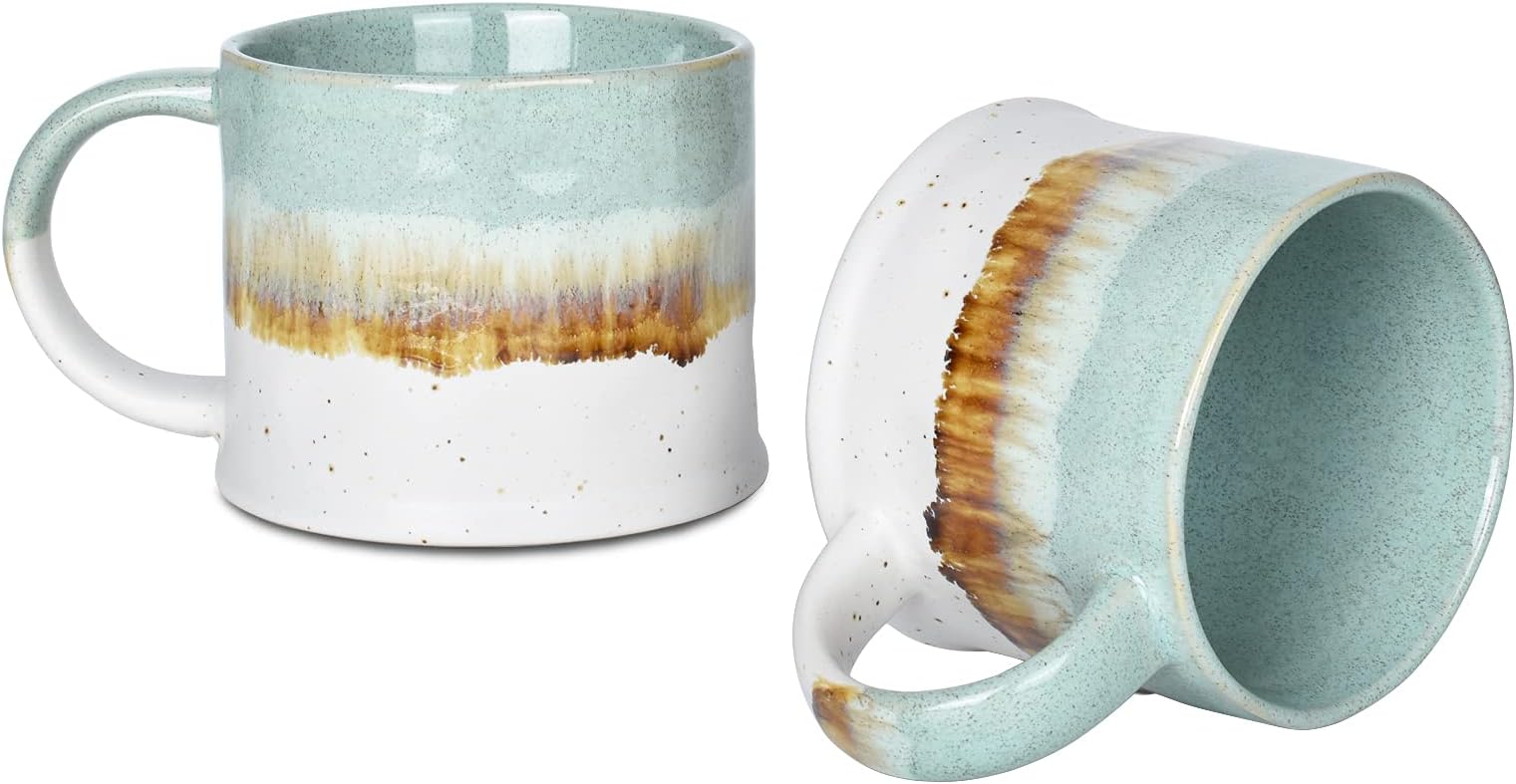 Amazon.com: 16oz Ceramic Coffee Mugs for Men/Women - Set of 2 with ...