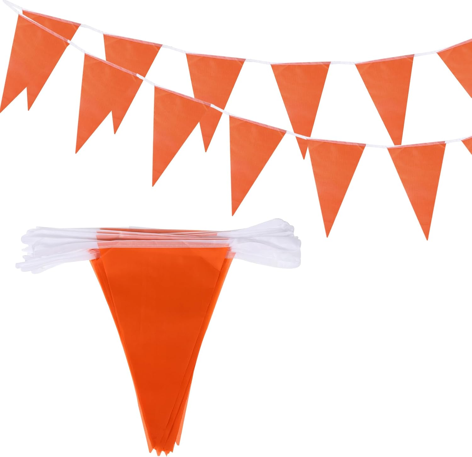 MECCANIXITY 2 Pcs 50 Feet Orange Pennant Banner Flags String Triangle ...