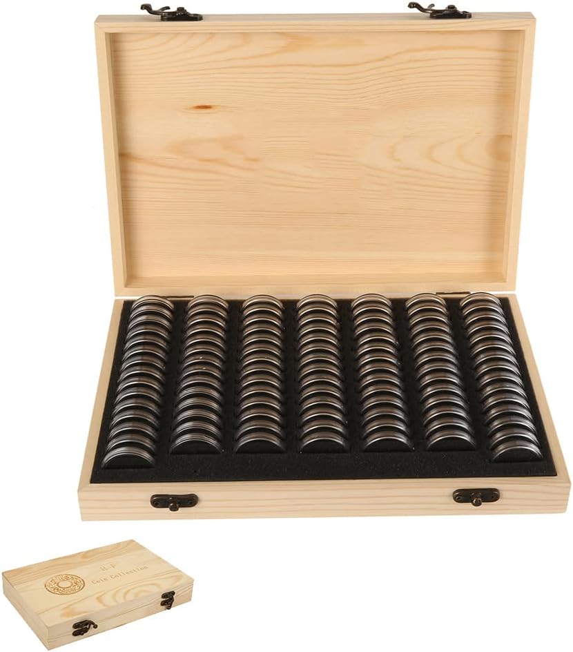 Amazon.com: Kandishiex US Wooden Coin Storage Box 100-Slot Coin ...