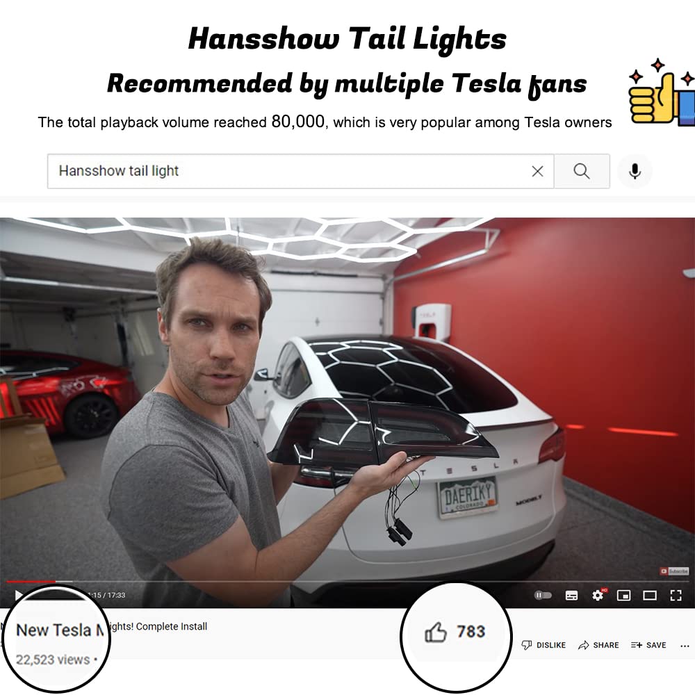 Hansshow LED Tail Light for Tesla Model 3/Y 2017-2022, Streamlined LED ...