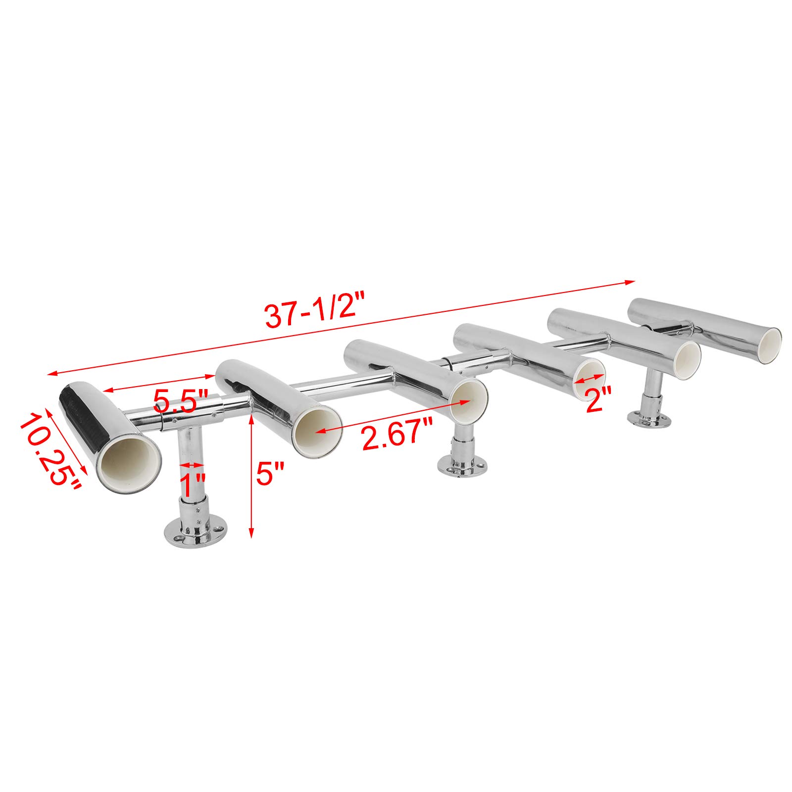 Snapklik.com : 6 Tube Stainless Rocket Launcher Rod Holders Adjustable Can Be Rotated 360 Deg