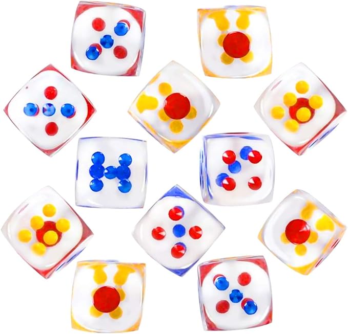 Amazon.com: ArtCreativity 6-Sided Transparent Dice Set of 12, Oversized ...