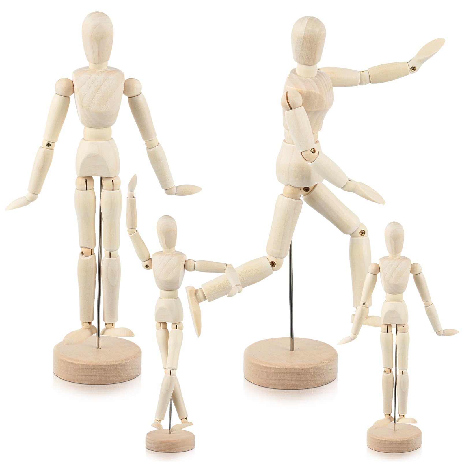Snapklik.com : Hiboom 4 Pcs 8 & 12 Artists Wooden Manikin Wooden ...