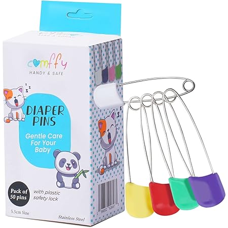 Amazon.com : Comffy 50 PCS Diaper Pins - Stainless Steel Pins with ...