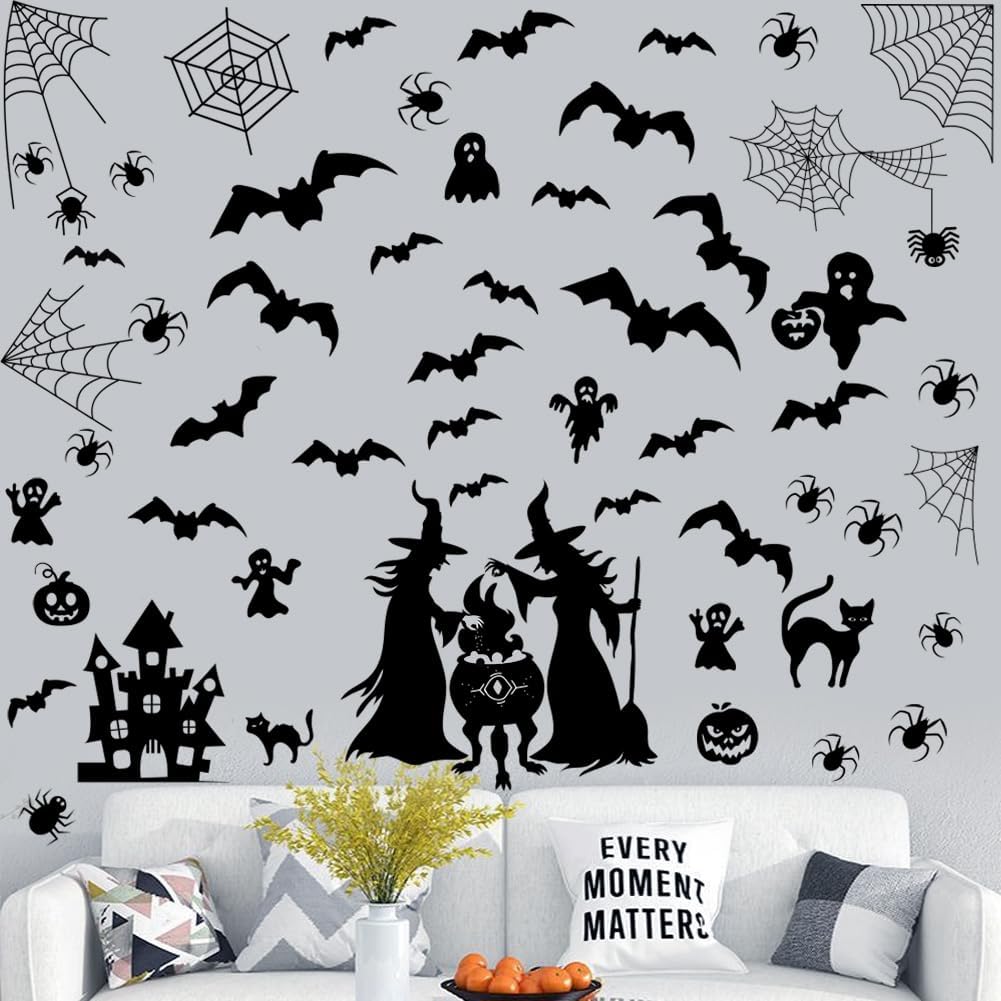 Amazon.com: Halloween Witch Wall Decals Halloween Wall Sticker ...
