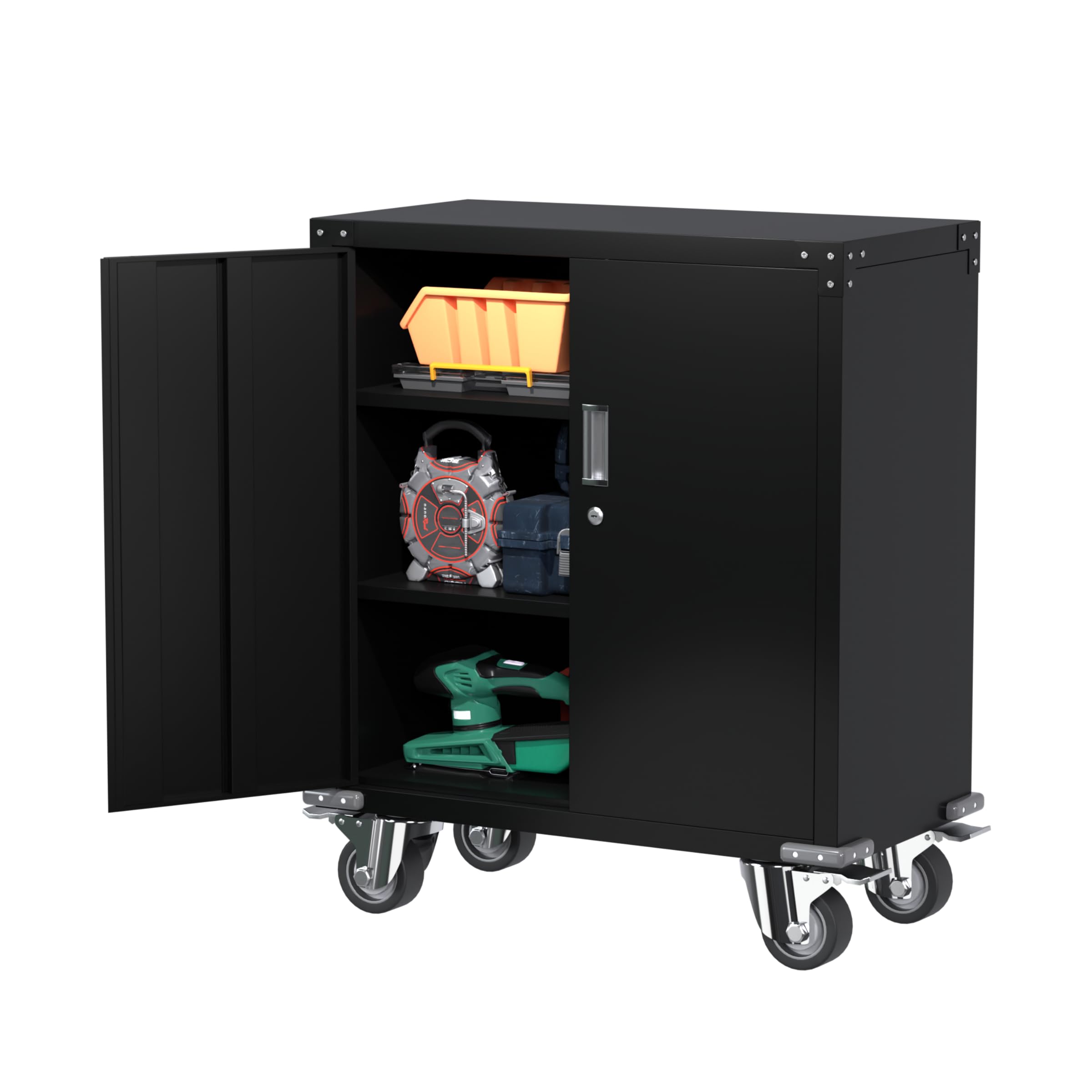 Amazon.com: Aobabo Metal Storage Cabinets with Wheels - Lockable Steel ...