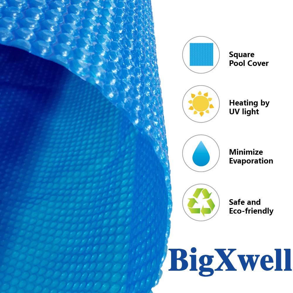 BigXwell Solar Pool Cover, Blue 16-mil 12 x 24 Foot Rectangle Pool ...
