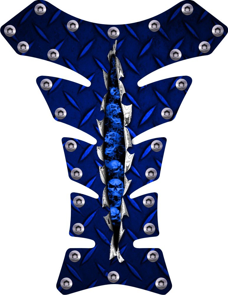 Amazon.com: Immortal Graphix Blue Diamondplate Rivet Skull Rip ...
