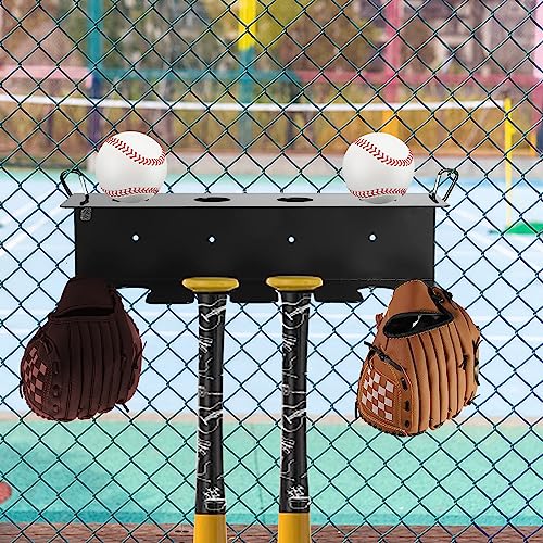 Ompinda Wall Mount Baseball Storage Rack, Heavy Duty Metal Baseball Bat ...