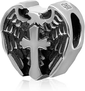 Amazon.com: Cross Charm in Angel Wing Heart Charms fit Pandora ...