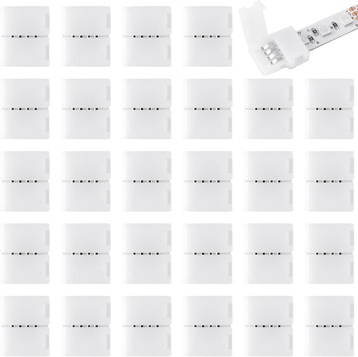 KIKOOD 30pcs 4 Pin 8mm LED Strip Light Connectors, Solderless RGB LED ...