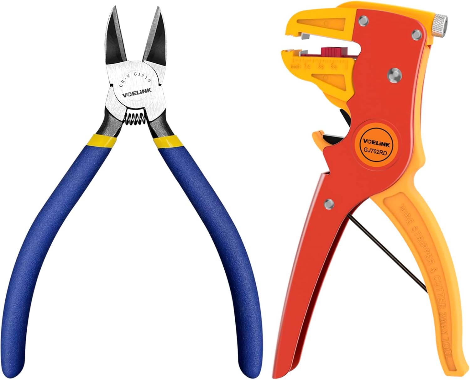 VCELINK Wire Stripper and Cutter 2 in 1 Bundle with Wire Cutter, Side ...