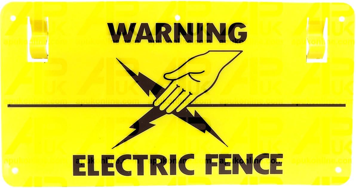 Caution Electric Fence Warning Signs 10pcs (Plastic Drilled Clip On ...