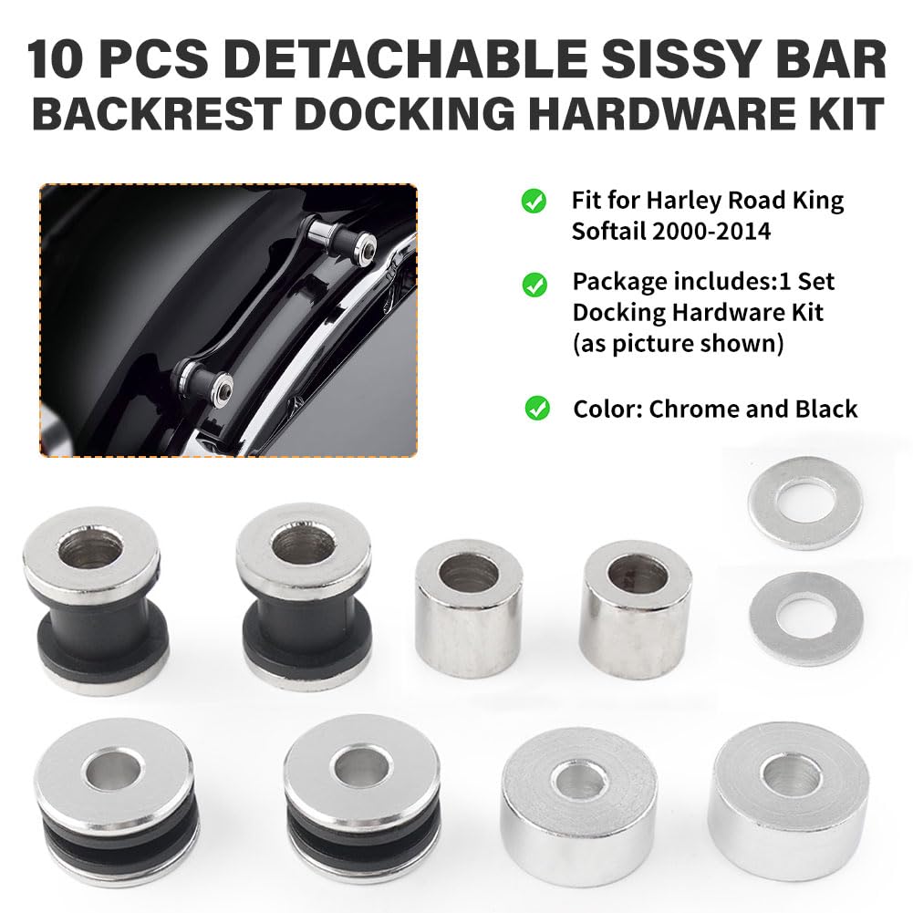 Snapklik.com : Detachable Sissy Bar Backrest Docking Hardware Kit Fit ...