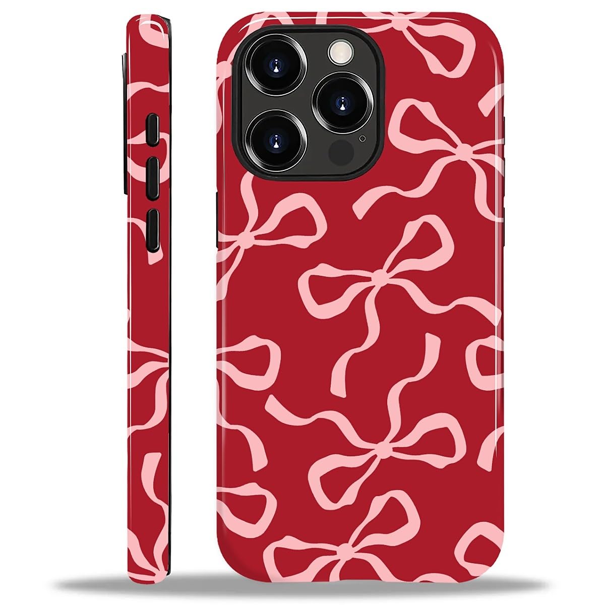 Amazon.com: ilikediy for iPhone 11 Case,HL2 Aesthetic Red Bow Hybrid 2 Layer Hard Shell Silicone ...