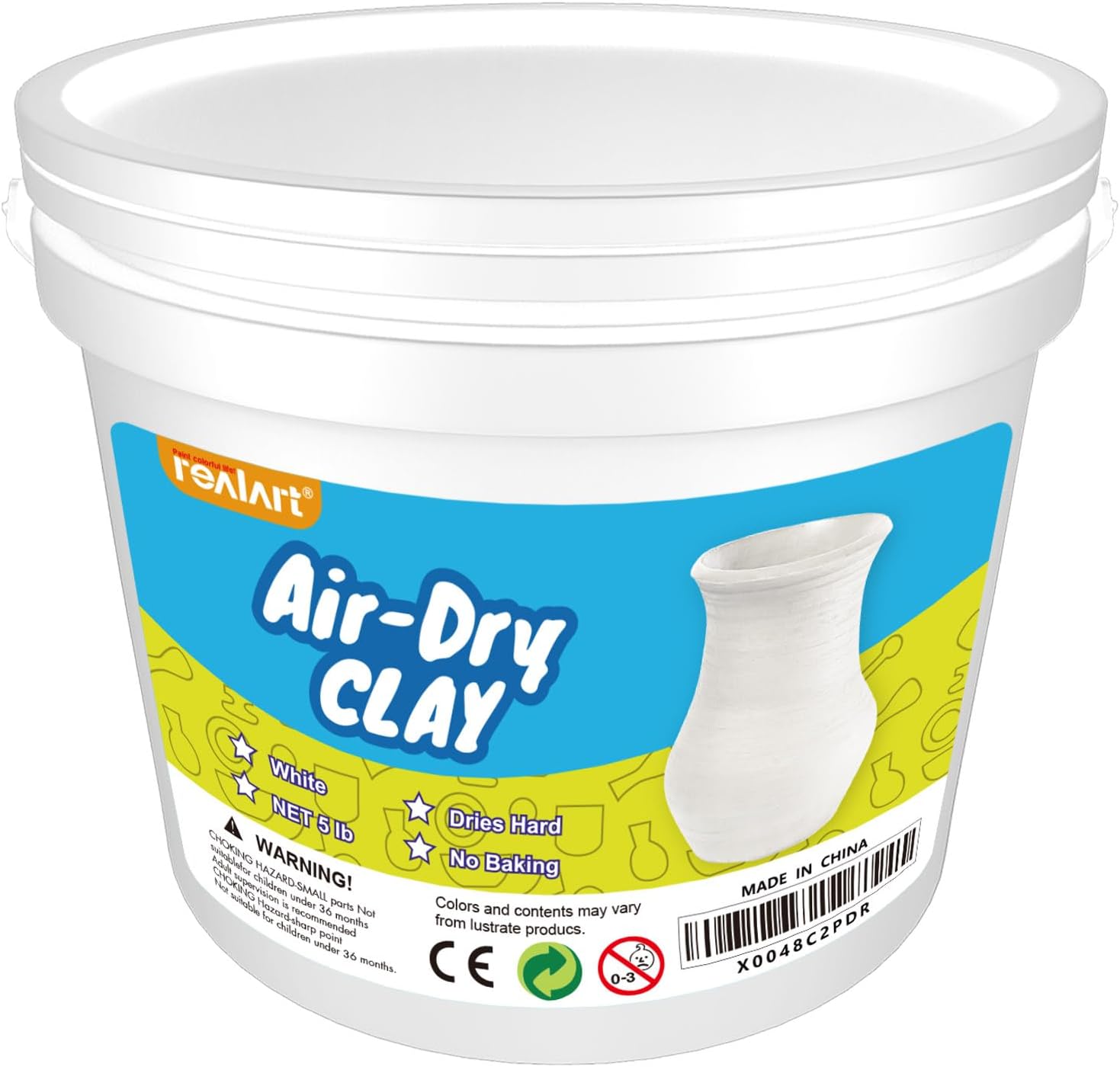 Amazon.com: REALART Air Dry Clay for Adults (5lb Bucket White) Air Dry ...