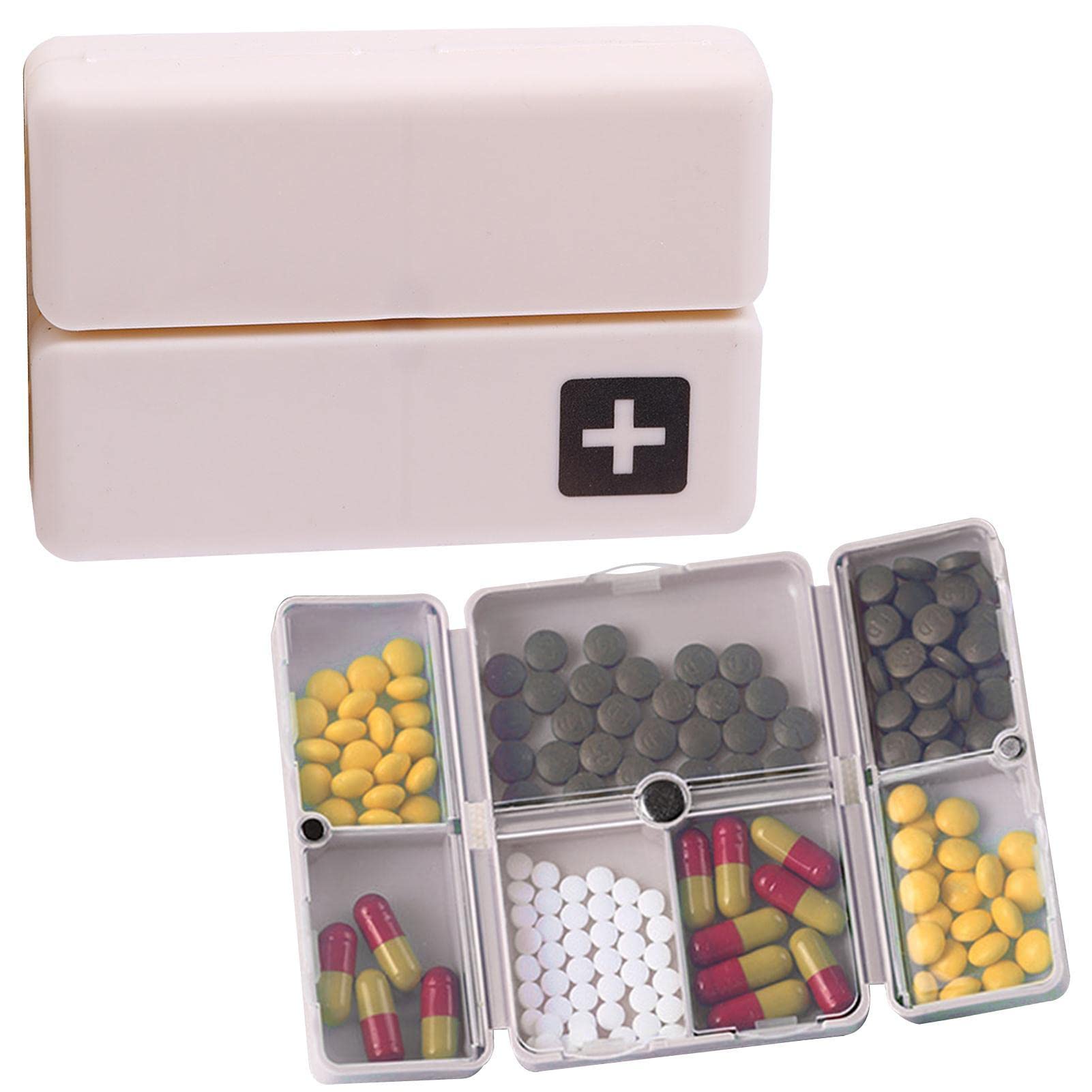 Amazon.co.jp: Magnetic Pill Case | Magnetic Foldable Travel Pill ...