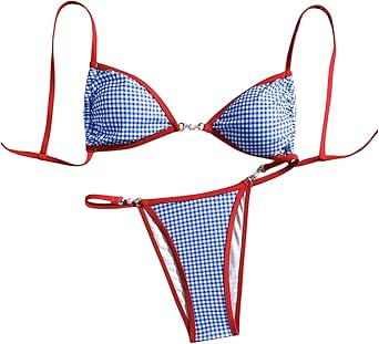 Amazon.com: GORGLITTER Women's Plaid Checkered Bikini Set Triangle ...