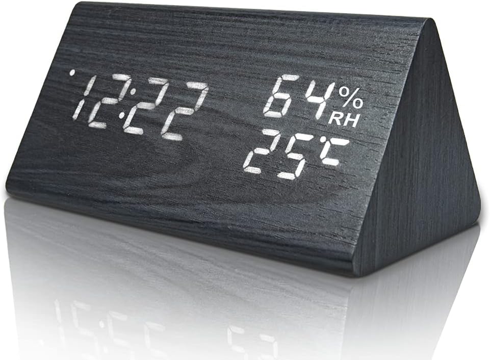 Amazon.com: Wood Digital Alarm Clock for Bedrooms, Real Wood,Time ...