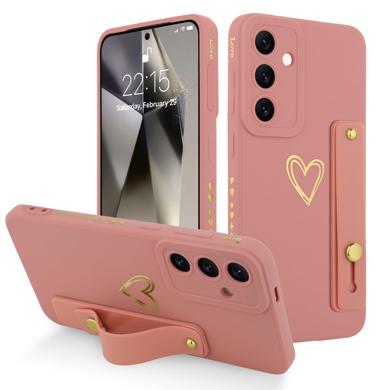 Amazon.com: Fiyart Designed for Samsung Galaxy S24 Case with Phone Stand Holder Cute Love Hearts ...