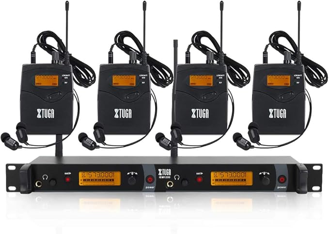 XTUGA IEM1200 Wireless in Ear Monitor System 2 Channel 2/4 Bodypack Monitoring with in Earphone ...
