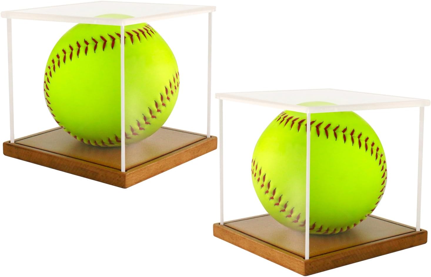 Amazon.com: LuxRound 2-Pack Acrylic Softball Display Case with Wooden ...
