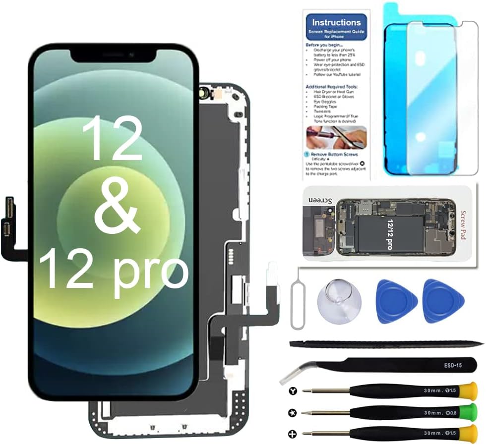 Amazon.com: Screen for iPhone 12 / iPhone 12 Pro (A2341, A2406, A2407 ...