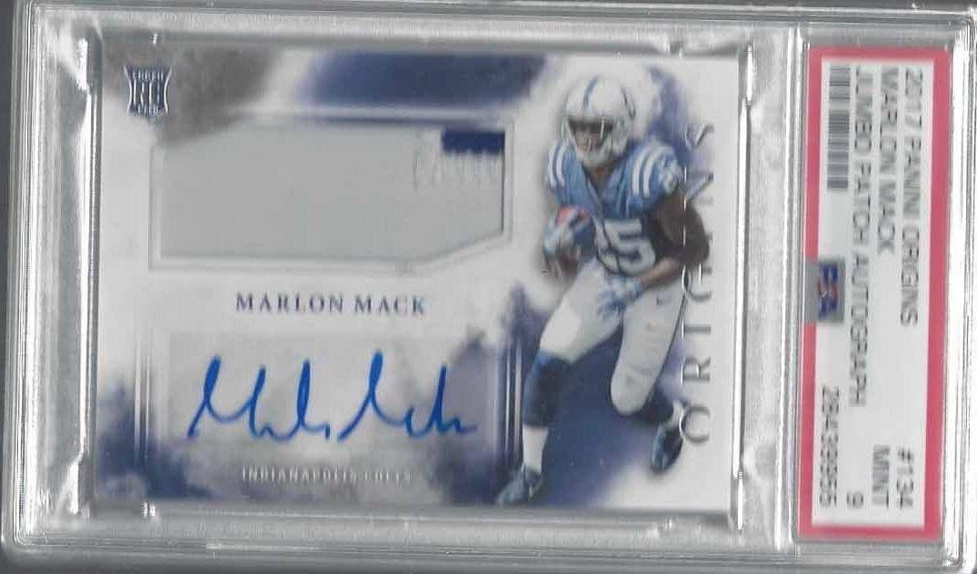 Marlon Mack 2017 Origins Rpa Jumbo Patch Rookie Auto Rc 9 Mint Pop 1/1 ...