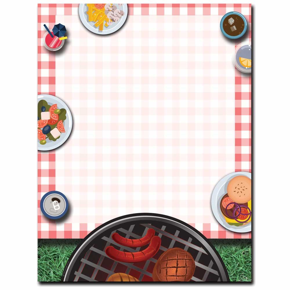 Amazon.com : Summertime Backyard BBQ Letterhead Laser & Inkjet Printer ...