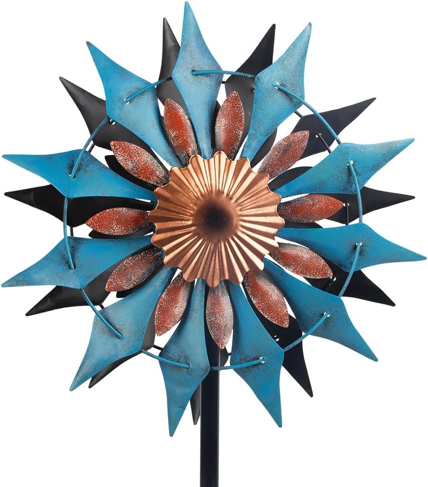 Amazon.com: Putuo Decor Solar Wind Spinners Outdoor, Multi-Color 49in ...