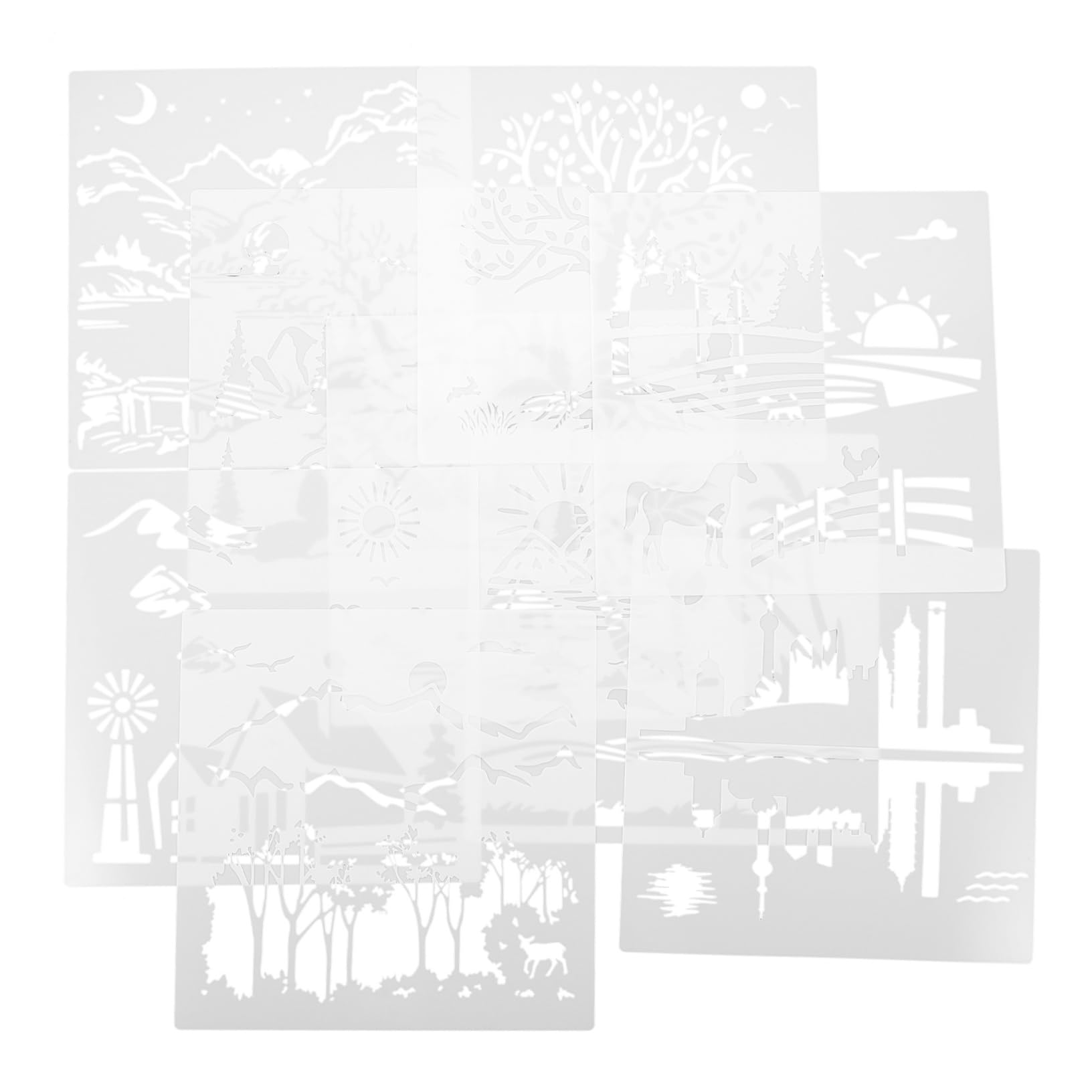 MAGICLULU 9 Sheets Landscape Painting Template Painting Stencil Human ...