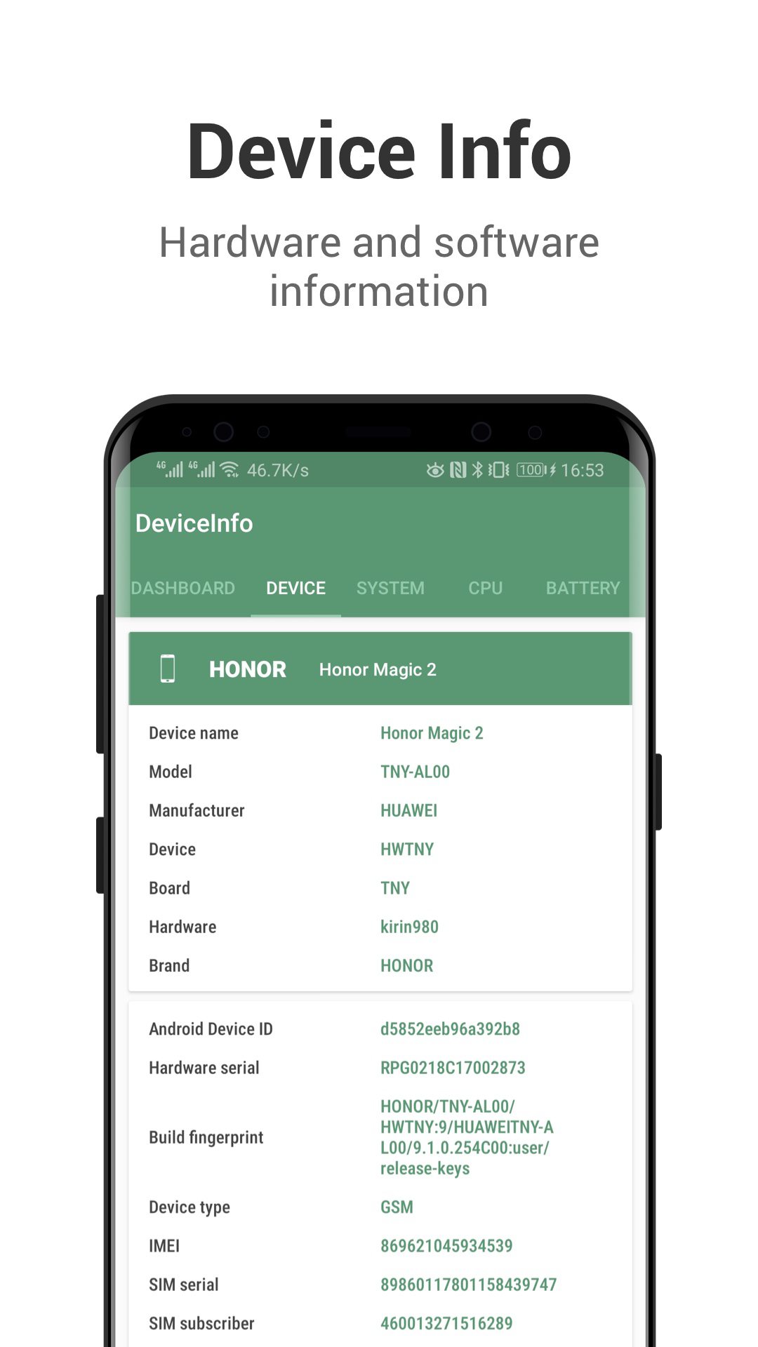 Device Info details of Hardware & Software - App on Amazon Appstore