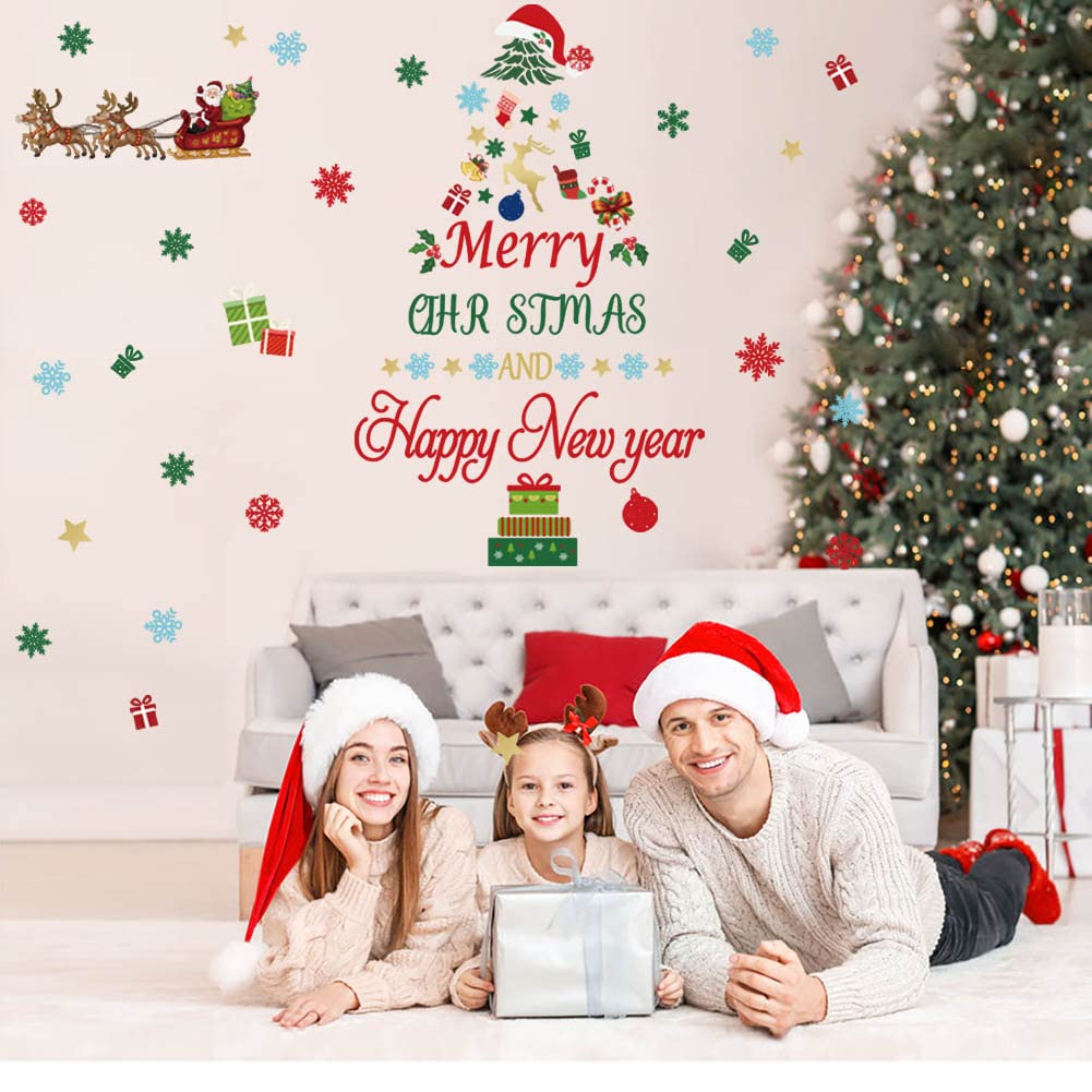 Vinyl Christmas Quotes MERRY CHRISTMAS REINDEER Festive Quote Wall