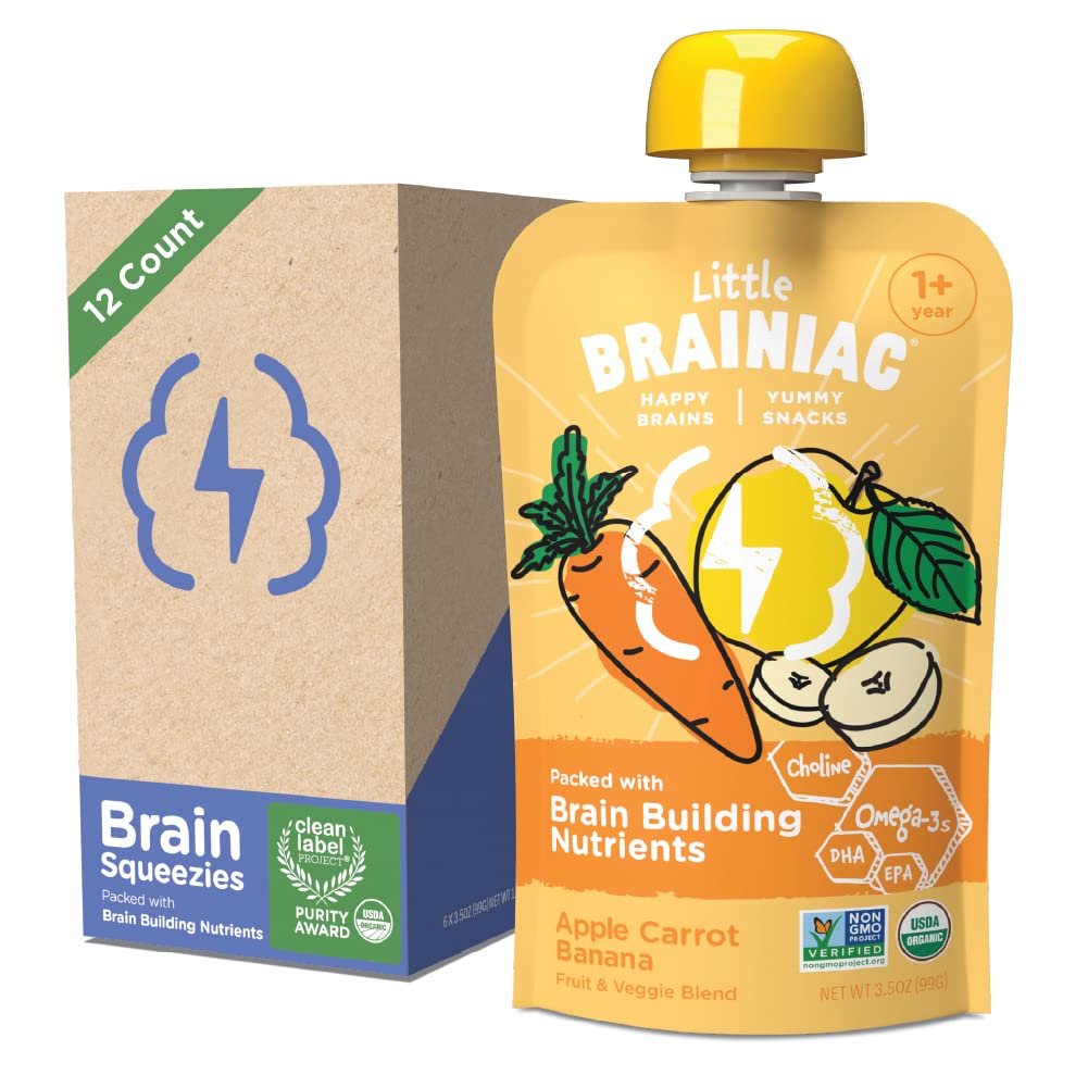 Amazon.com: Little Brainiac Organic Fruit & Veggie Toddler Pouches ...