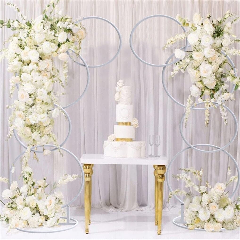 Amazon.com: Set Of 2 Round Backdrop Stand Wedding Party White Hoop ...