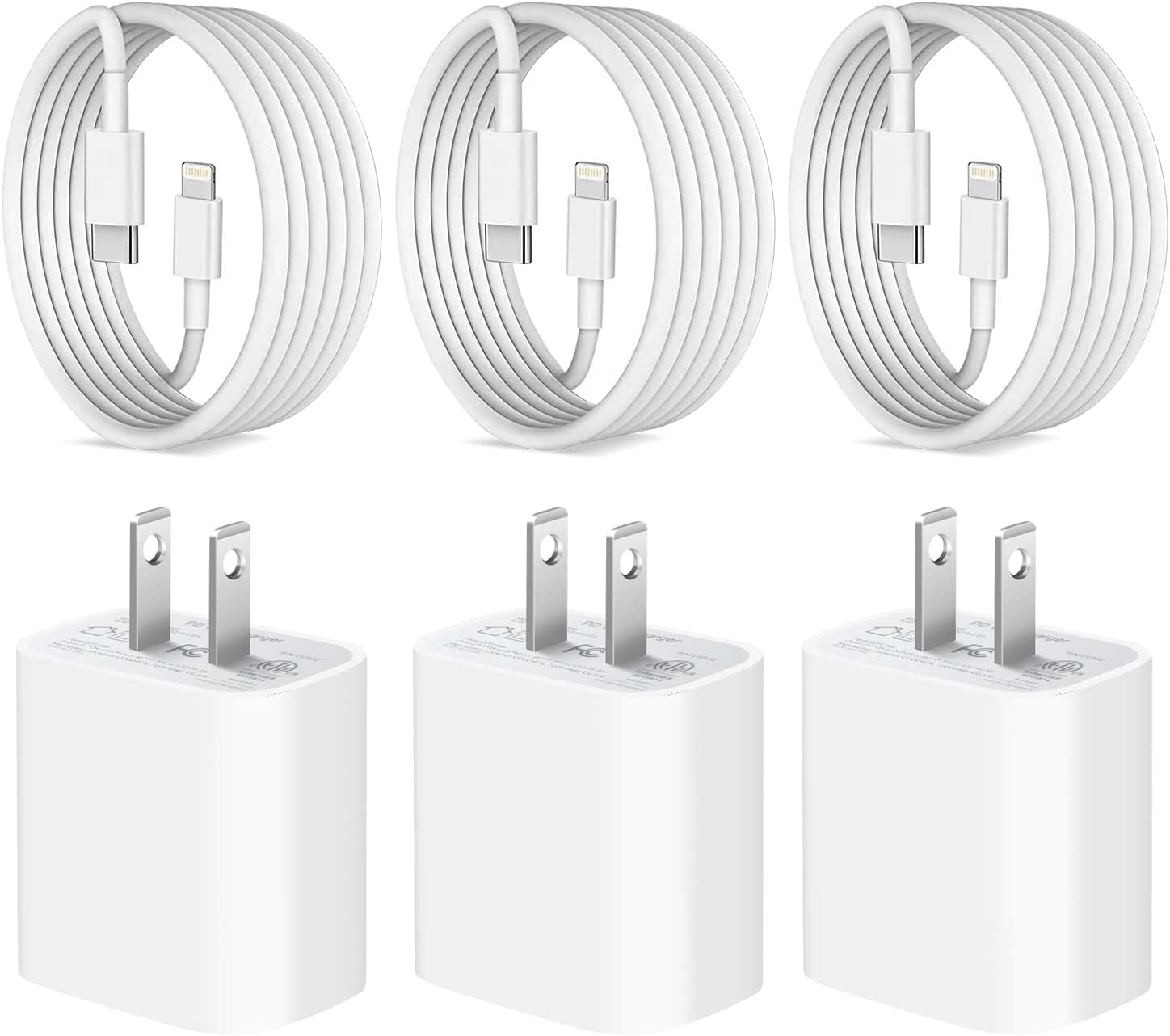 iPhone Charger Fast Charging【Apple MFi Certified】 3Pack 20w USB C ...