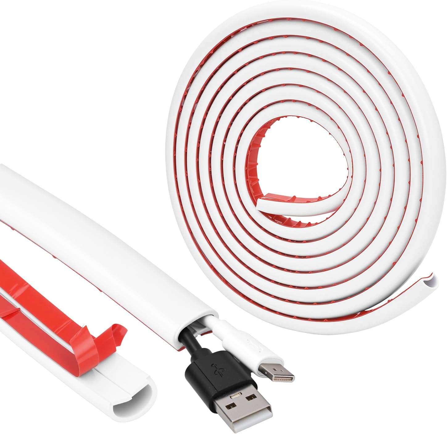QWORK® 1Pcs 3 Meters White Cable Trunking, Half Round Self Adhesive ...