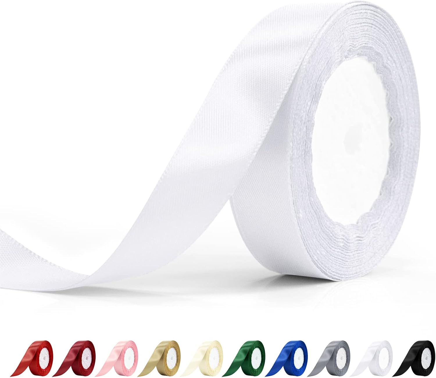 Bealif White Satin Ribbon 20mm X 22m, White Solid Color Fabric Ribbons ...