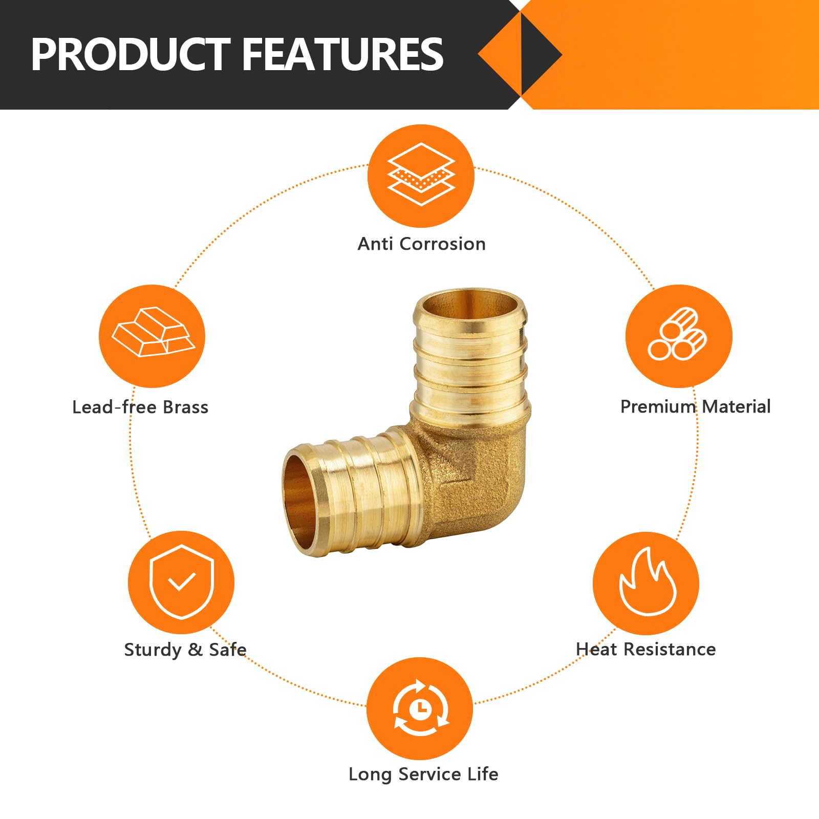 Snapklik.com : 3-Pack PEX Fittings, 1"x1" Pex Elbow, Brass Crimp Fitting For Pex Pipes, ASTM F1807