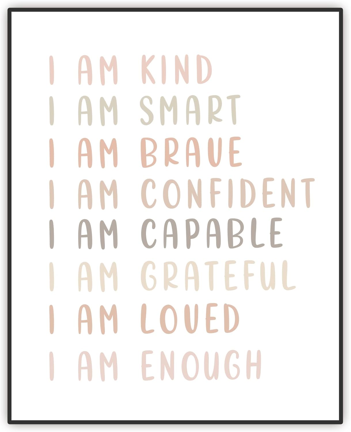 Amazon.com: Affirmations Art Print, Positive Classroom Art, Kid ...