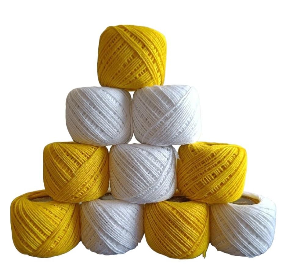 ELEXIQ Crochet Cotton Thread Yarn for Knitting and Craft Making Combo ...