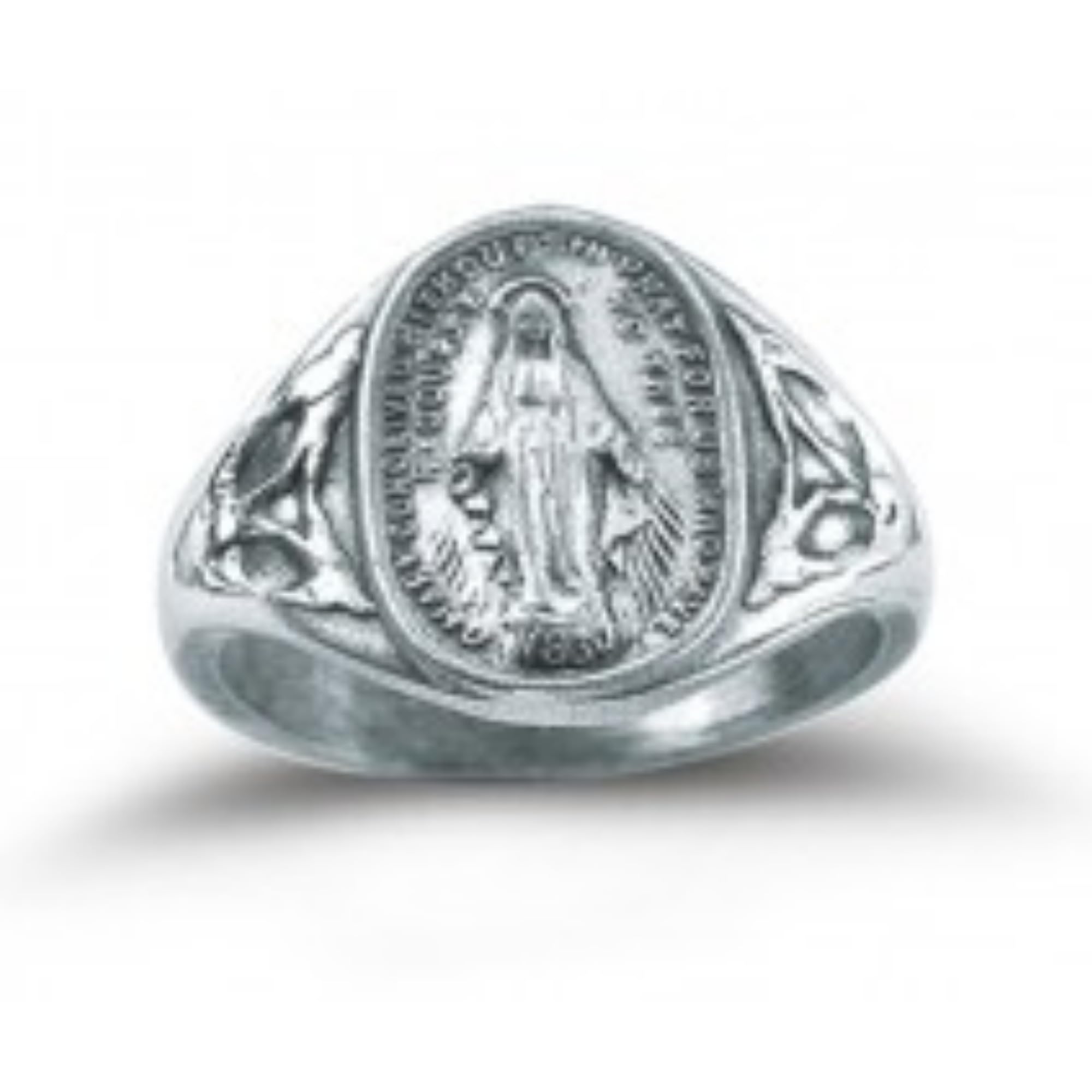 Needzo Sterling Silver Miraculous Medal Ring, Religious Jewelry for Men ...