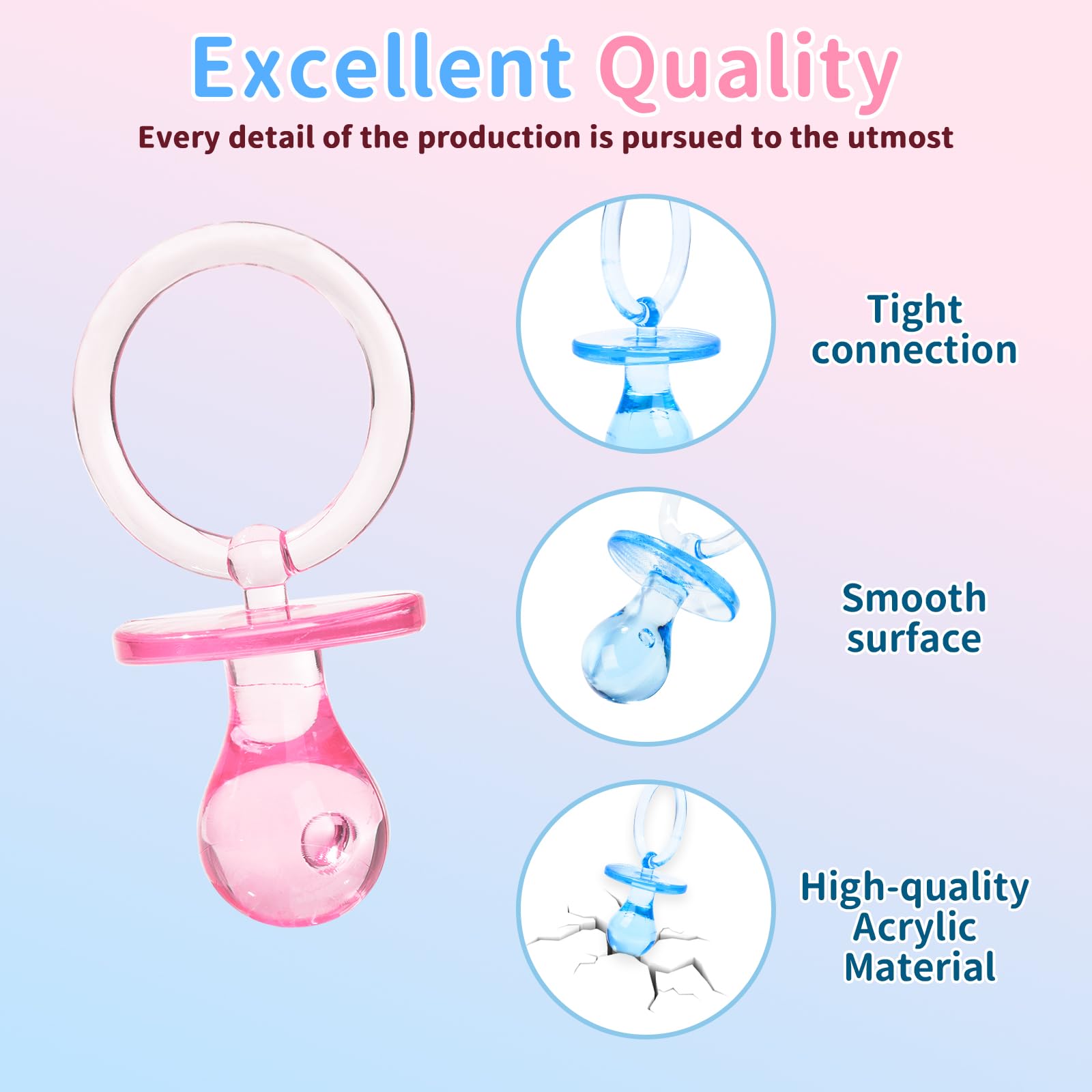 Snapklik.com : Pacifiers For Baby Shower Game, 36 Plastic Pacifiers For ...