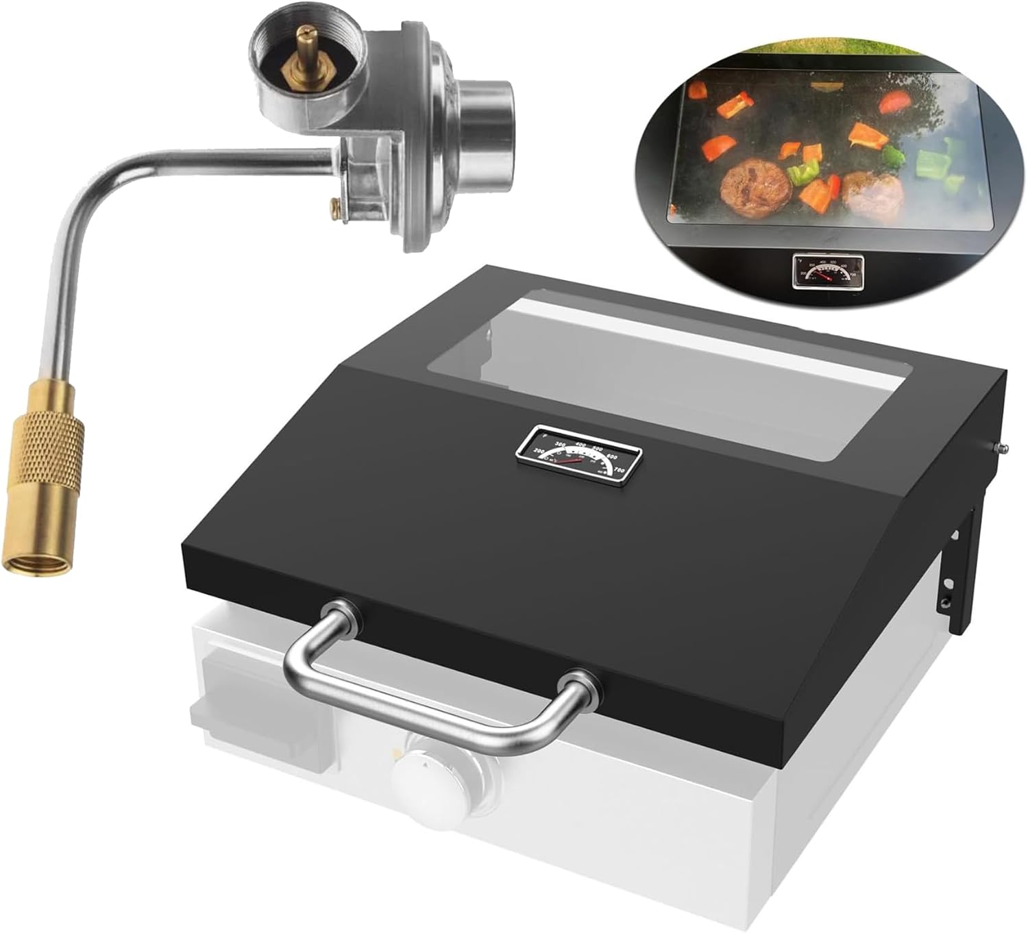 Amazon.com : Griddle Regulator and lass Hinged Griddle Lid Hood for ...